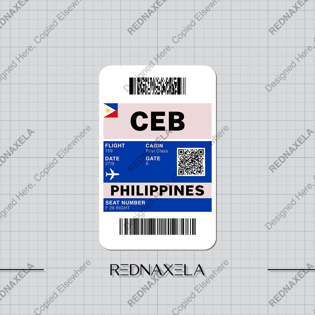 Jual Stiker Vinyl Boarding Pass CEB Cebu Philippines Stiker Koper ...