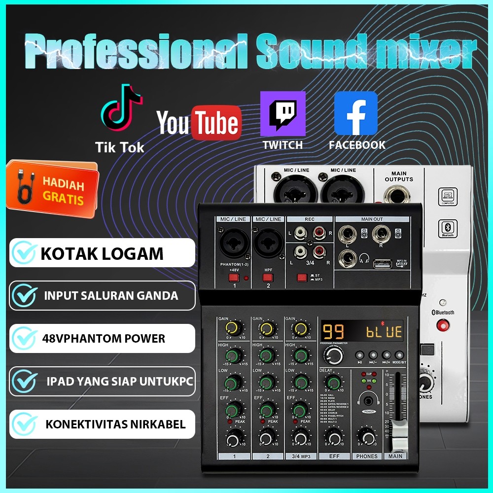 Jual 【COD】 Audio mixer /Mixer 4 chanel / KP4 Professional mixer mini ...