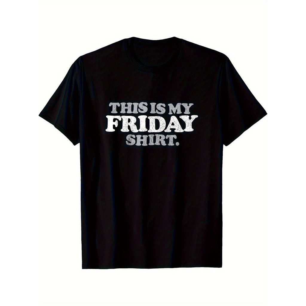 Jual Kaos Grafis Pria Hitam dengan Tulisan "Ini Kemeja Jumat Saya ...