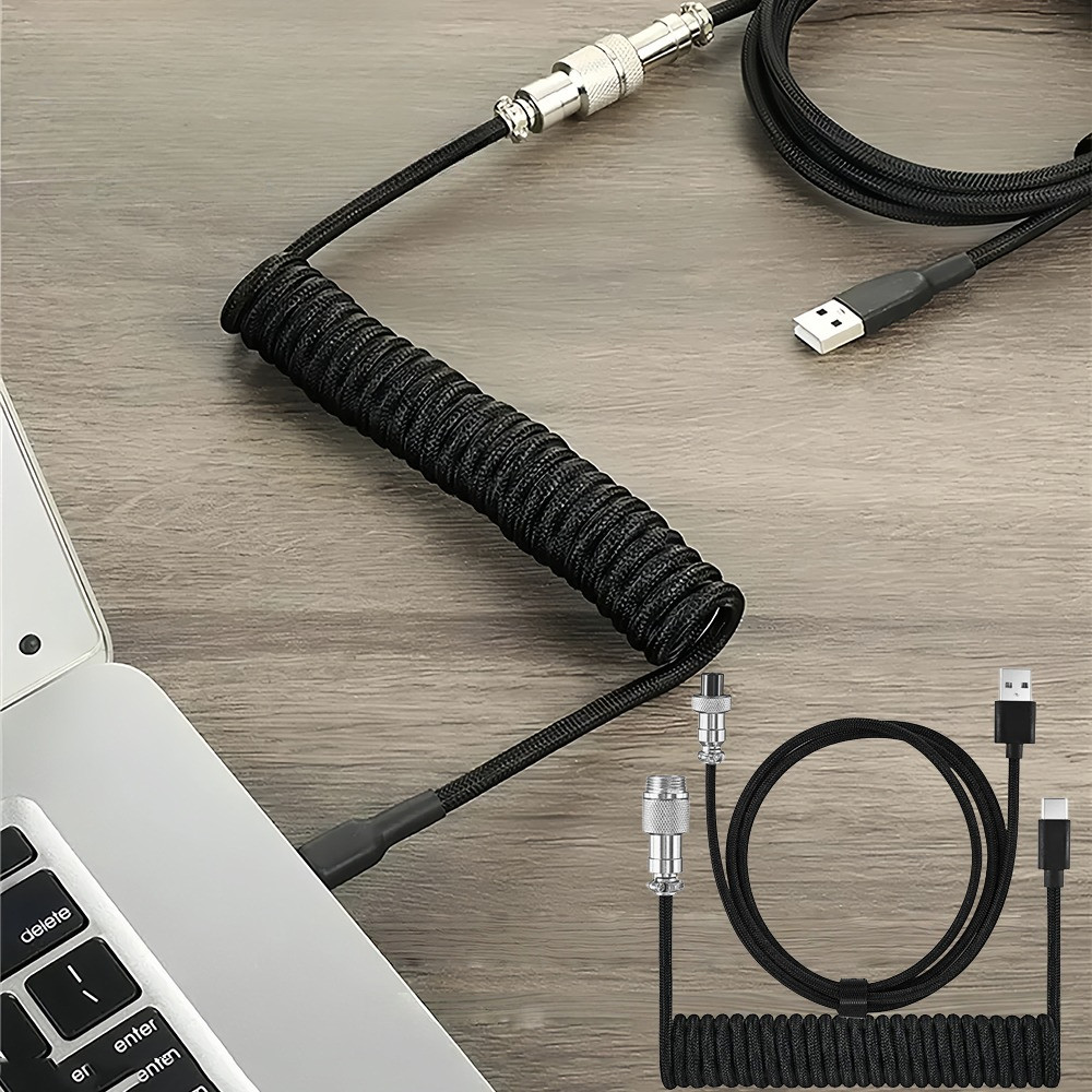 Jual Mechanical Keyboard Coiled Cable USB A to TYPE-C Braided Cable ...