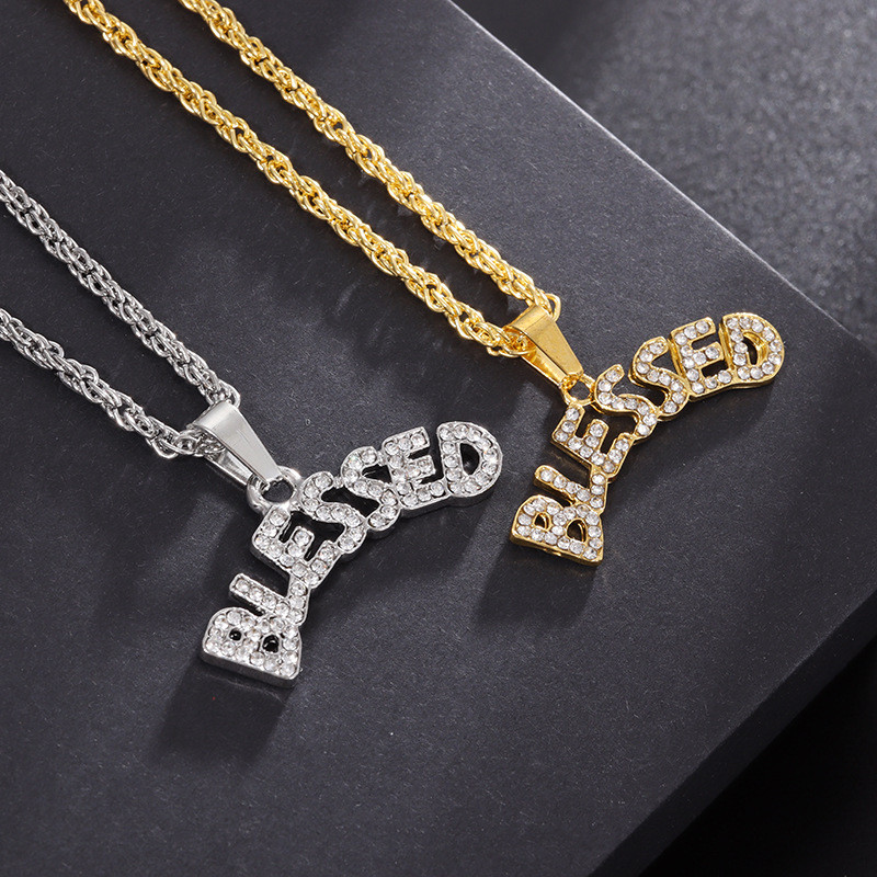 Jual Kalung pria trendi berlebihan Hiphop, liontin hip-hop alfabet ...