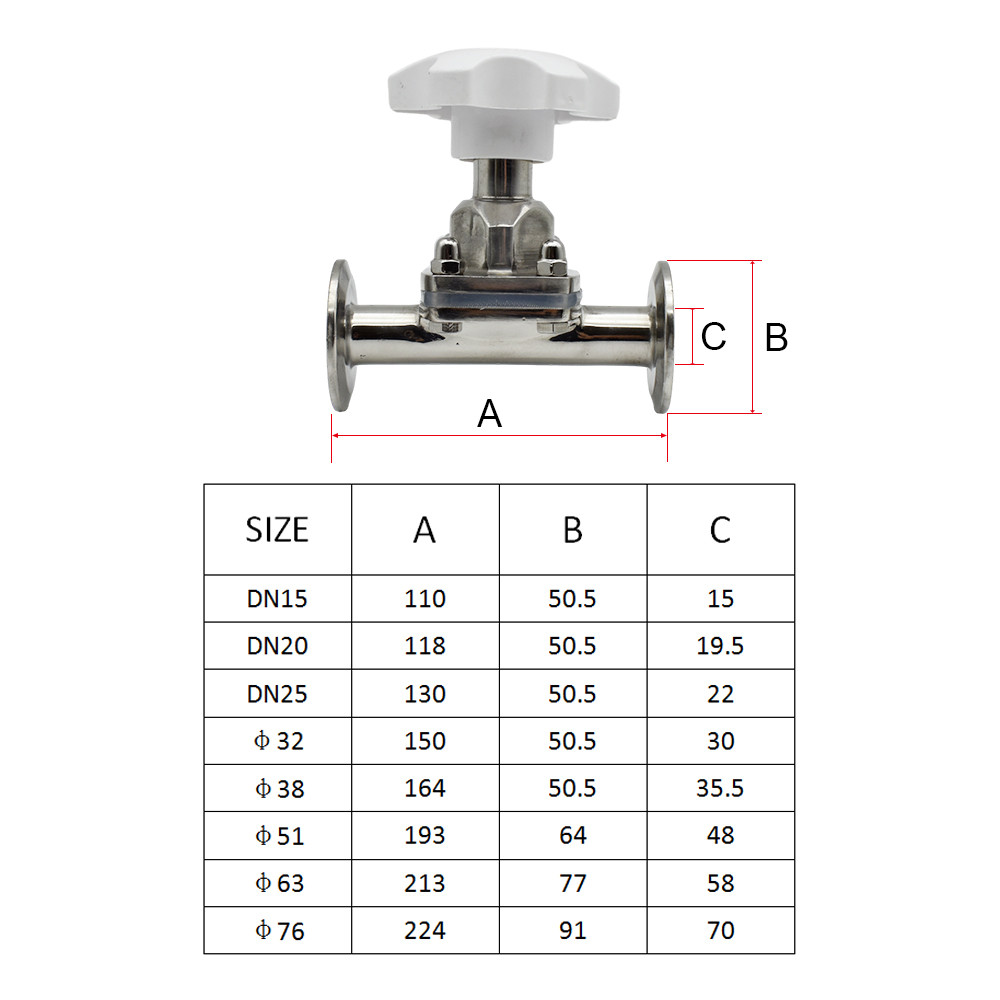 Jual DN15 DN20 DN25 DN50SS316L Stainless Steel Tri Clamp Diaphragm ...