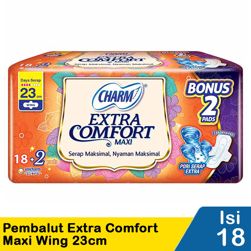 Jual CHARM PEMBALUT EXTRA COMFORT 18'S MAXI WING 23cm | Shopee Indonesia