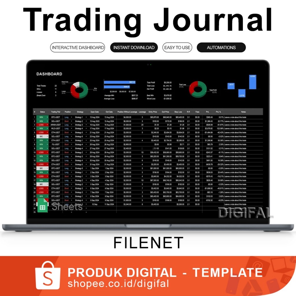 Jual Trading Journal - Crypto Stock Futures Perpetuals Options F0rex ...