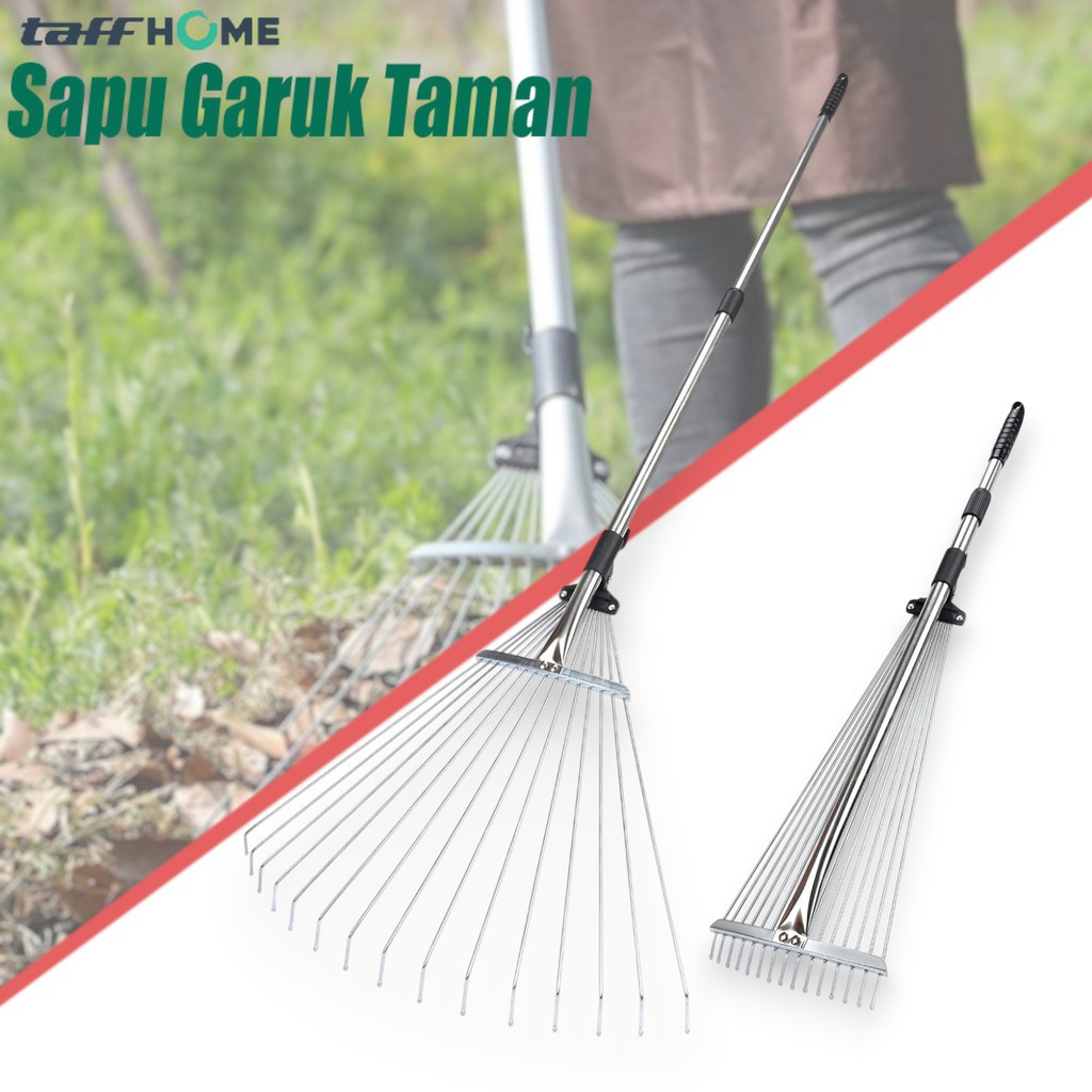 Jual TaffHOME Sapu Garuk Taman Garden Leaf Rake Carbon Steel 15 Teeth ...