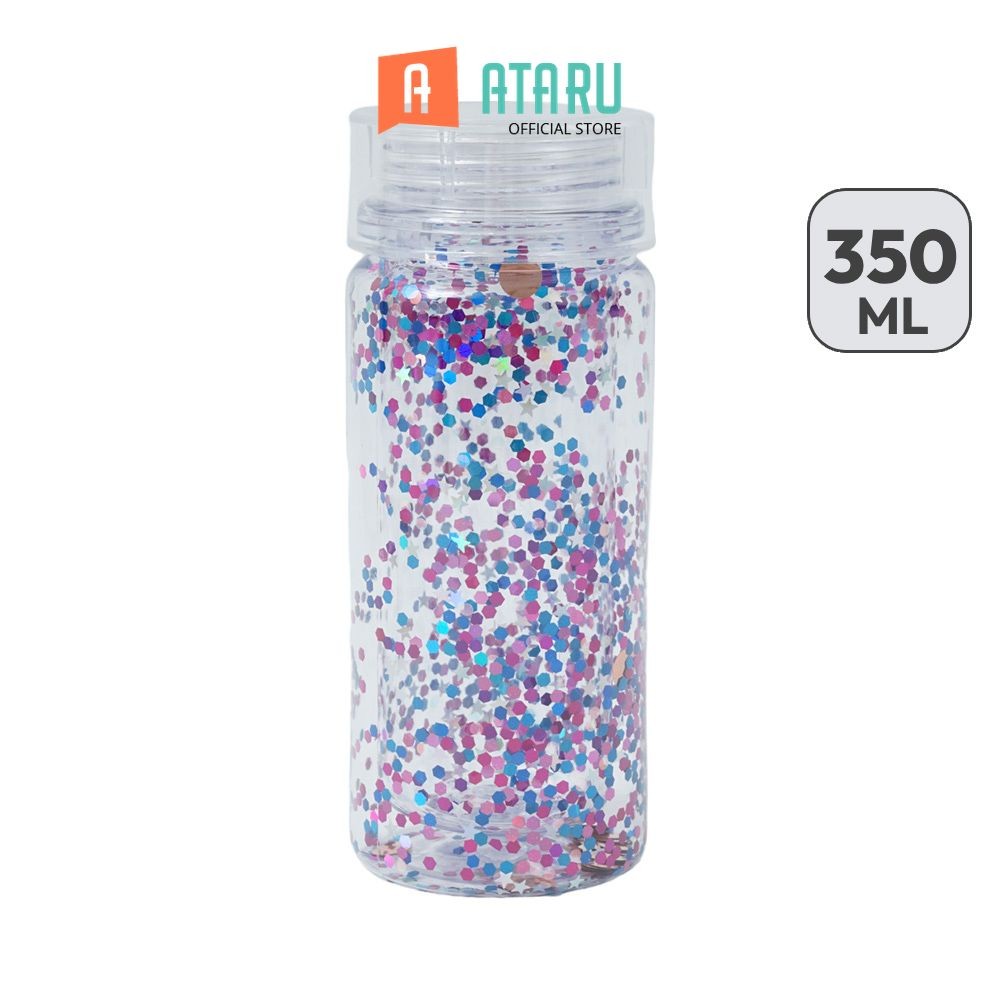 Jual Ataru Botol Minum Plastik Double Wall Confetti Glitter 350 ml ...