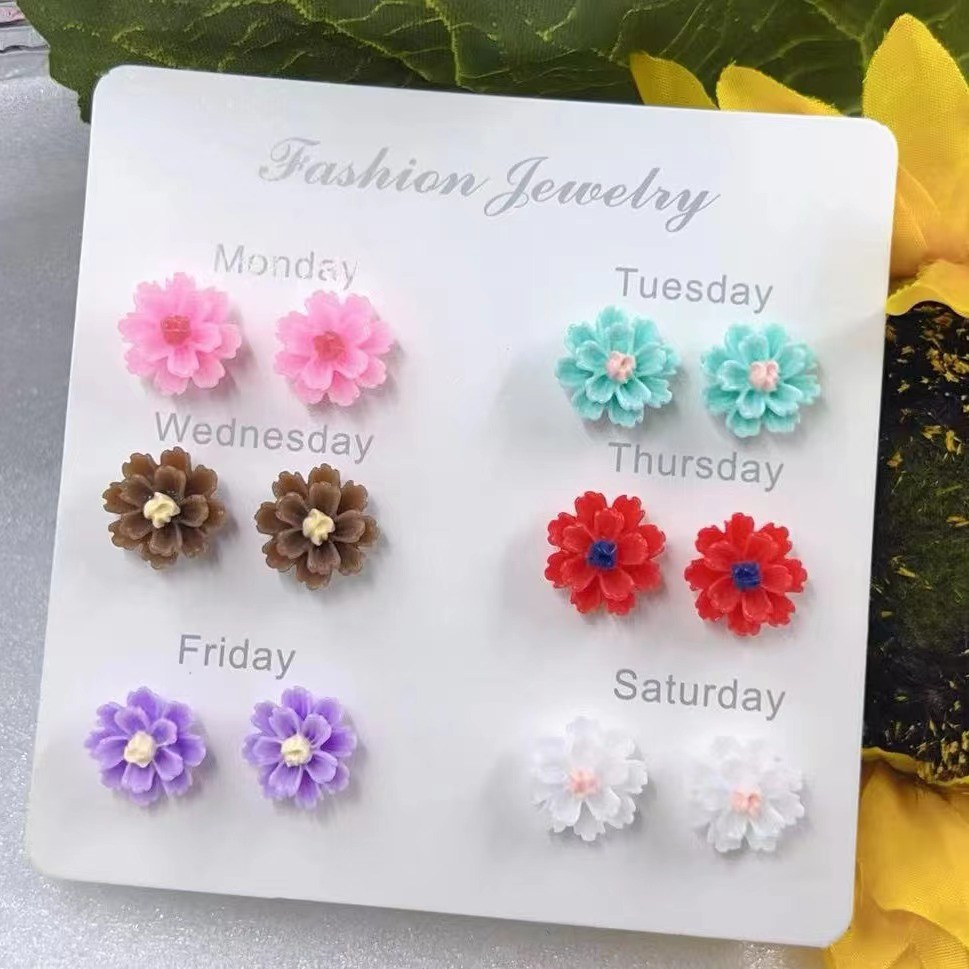 Jual 12pcs/Set Anting Sehari-hari dengan Desain Bunga, Buah dan Hati ...