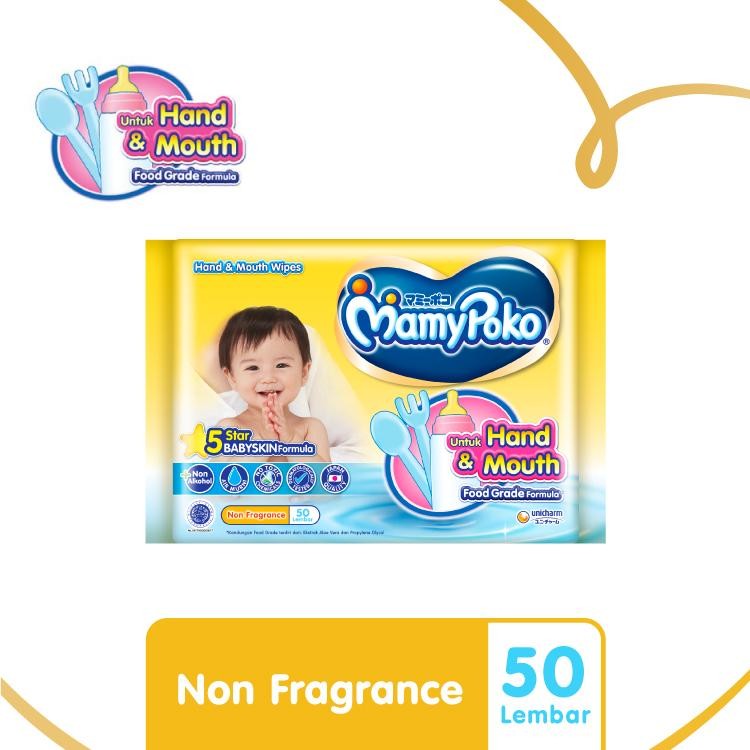 Jual MamyPoko Wipes Tisu Basah Hand & Mouth 50 Non Perfume | Shopee ...