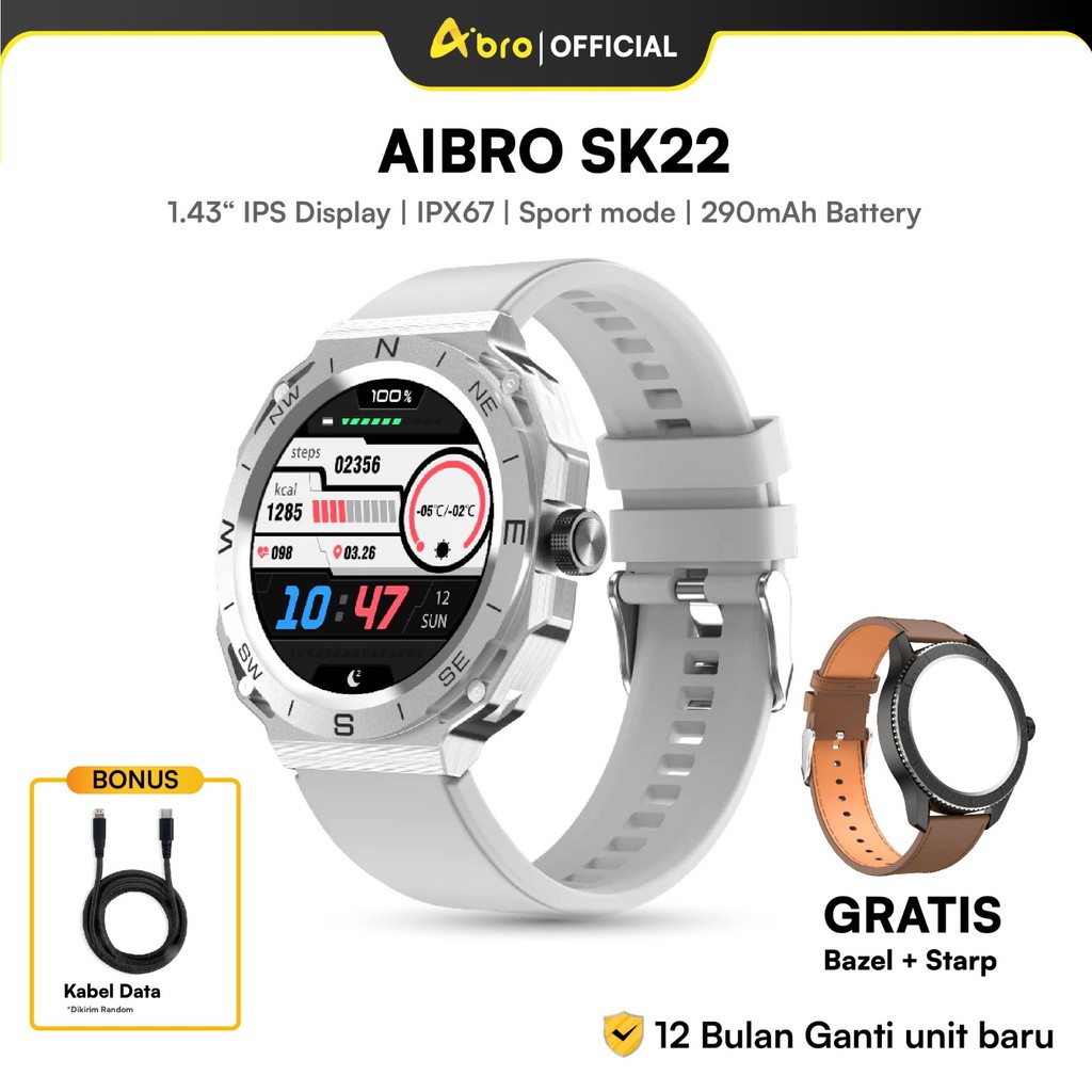 Jual ( NEW PRODUK ) AIBRO Bluetooth Smartwatch SK22 | Water Resisten ...