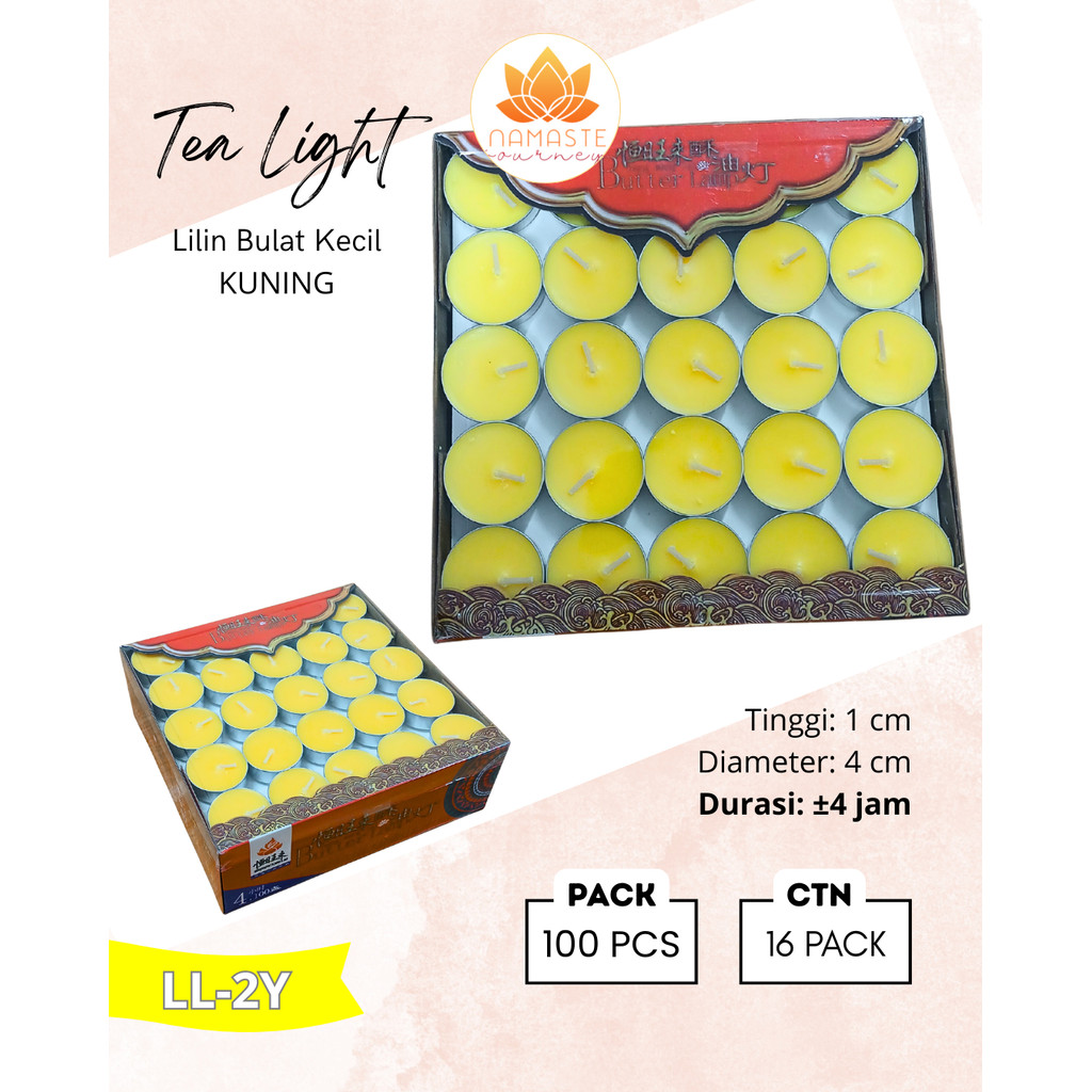 Jual Refill Lilin Bulat Kecil Yellow Tea Light Candle (100 PCS ...