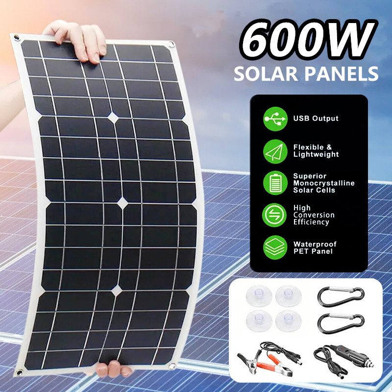 Jual 600W Solor Panel Flexible Power Bank Solar Cell Kit 12V18V ...