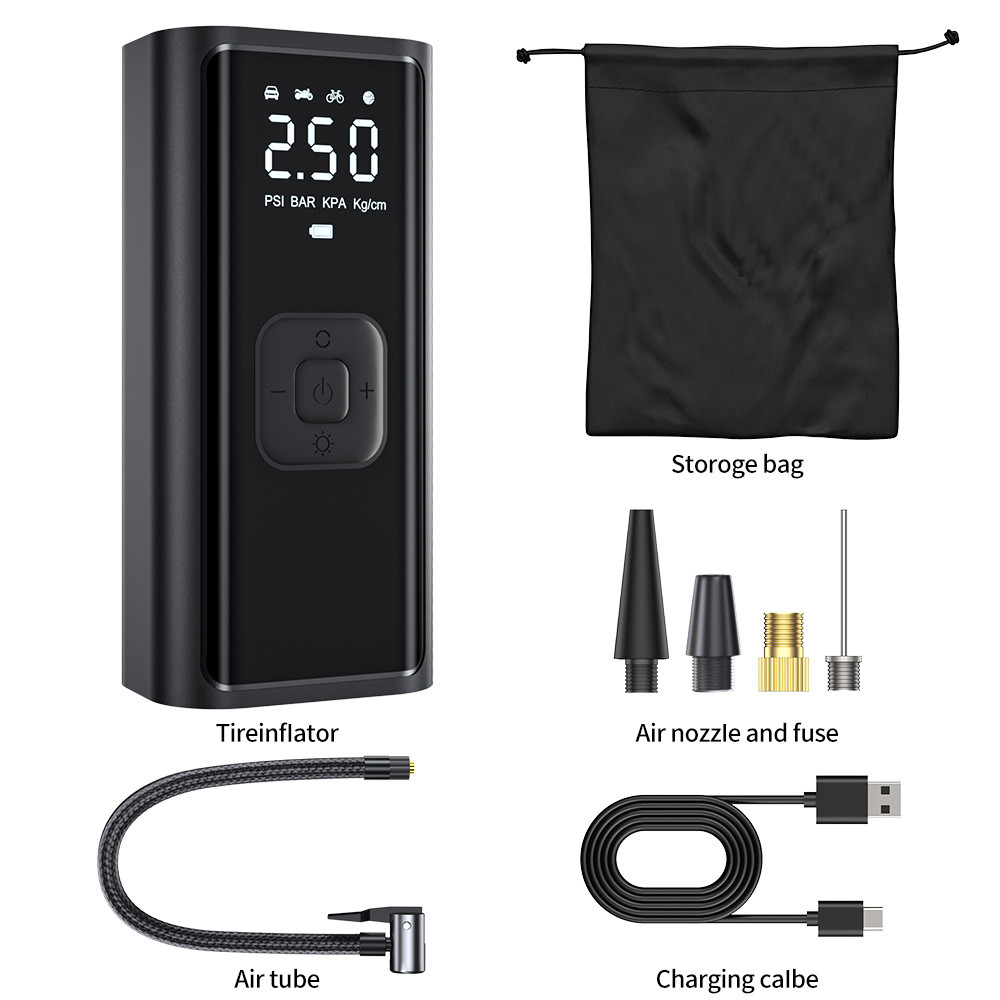 Jual Tire Inflator Portable Air Compressor 6000mAh Battery & 12V DC ...