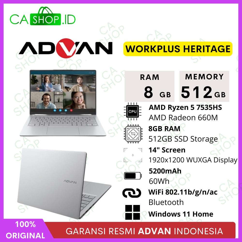 Jual Laptop Advan Workplus Heritage RAM 16GB / 8GB SSD 512GB Notebook ...