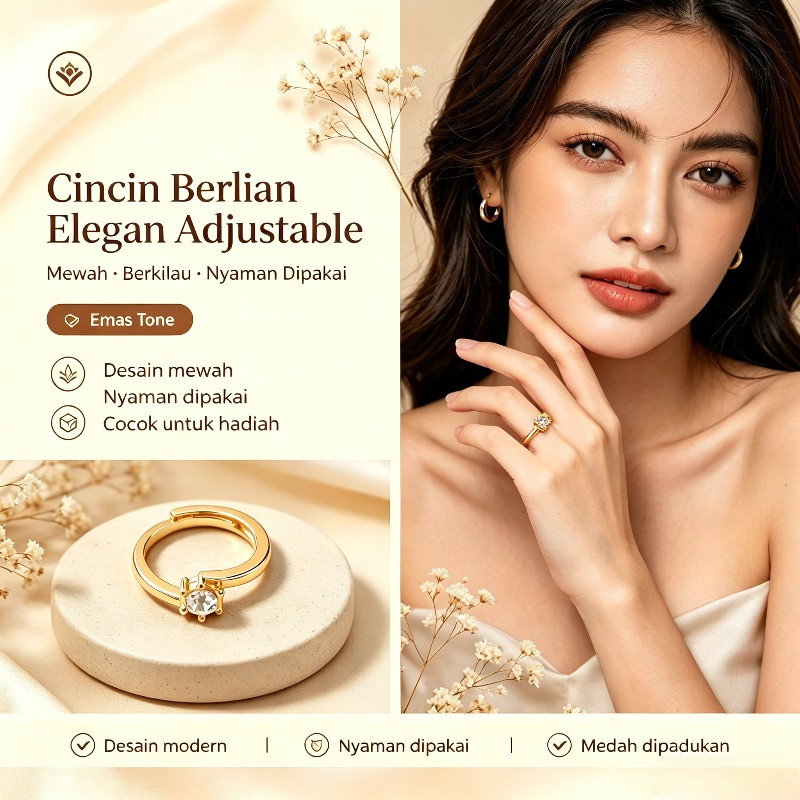 Jual Cincin Zirkon Titanium Steel Emas Anti Karat Modis Adjustable ...