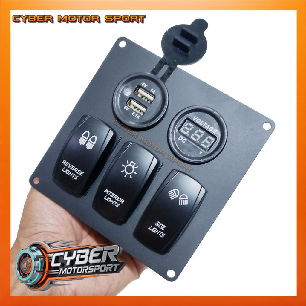 Jual dashboard panel mobil instrument 3 saklar volt meter dc socket 12 ...