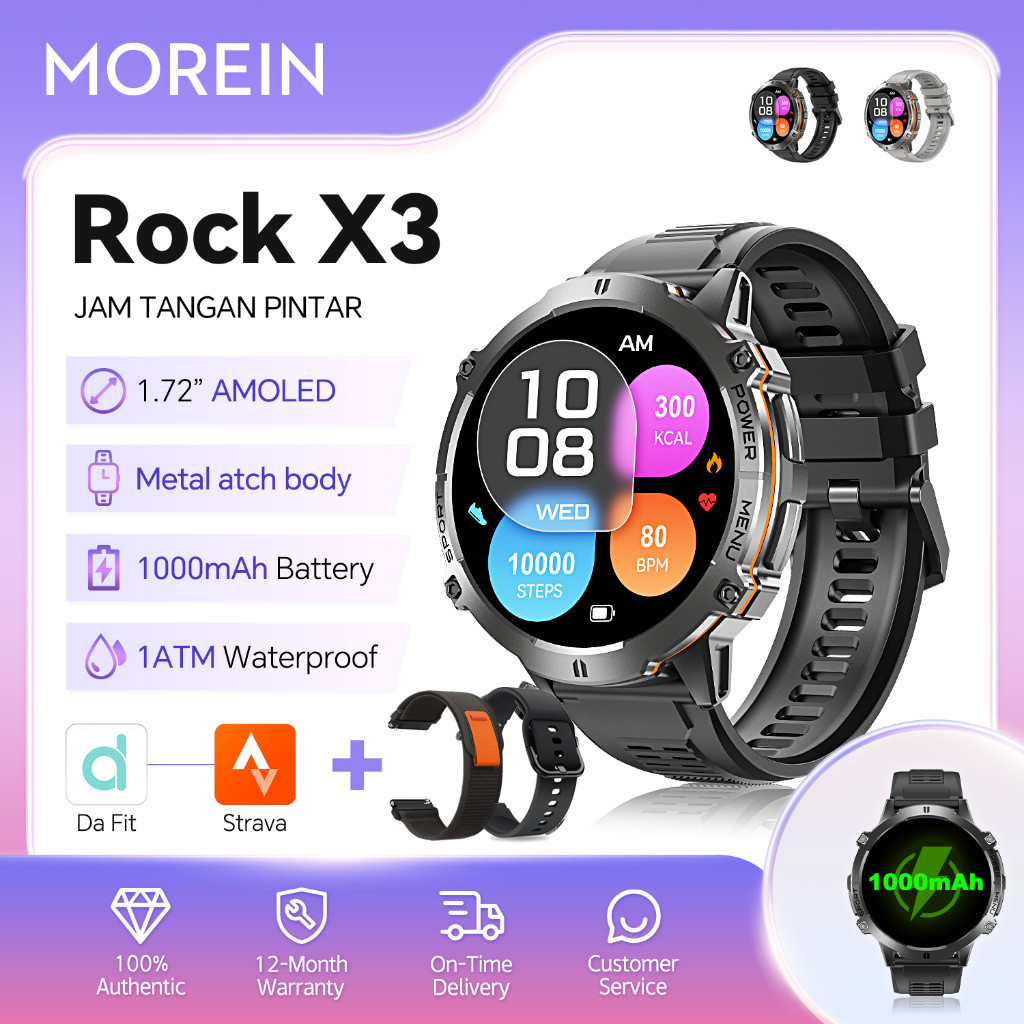 Jual Morein SmartWatch Rock X3 AMOLED 1,72" Baterai 1000mAh Tahan Air ...