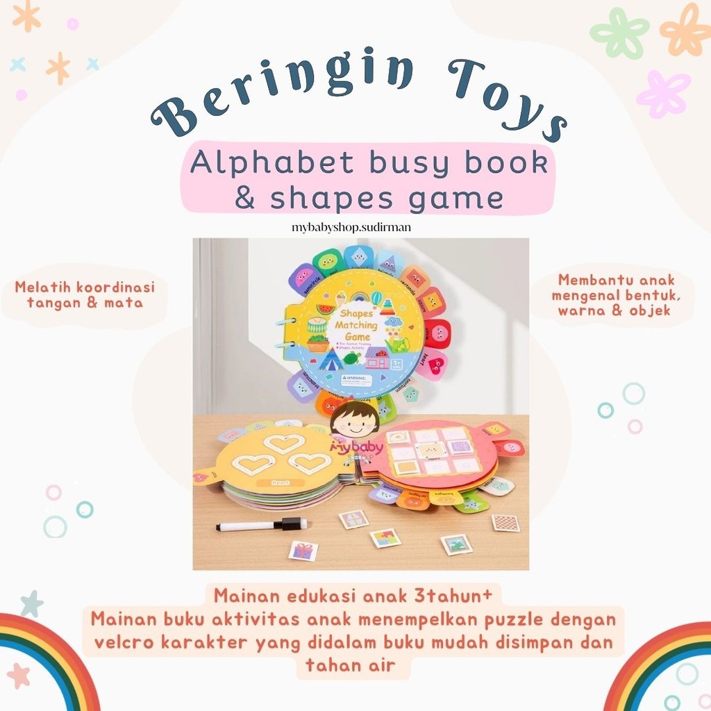 Jual Beringin Toys - Alphabet Busy Book & Shapes Matching Game (ZSB79 ...
