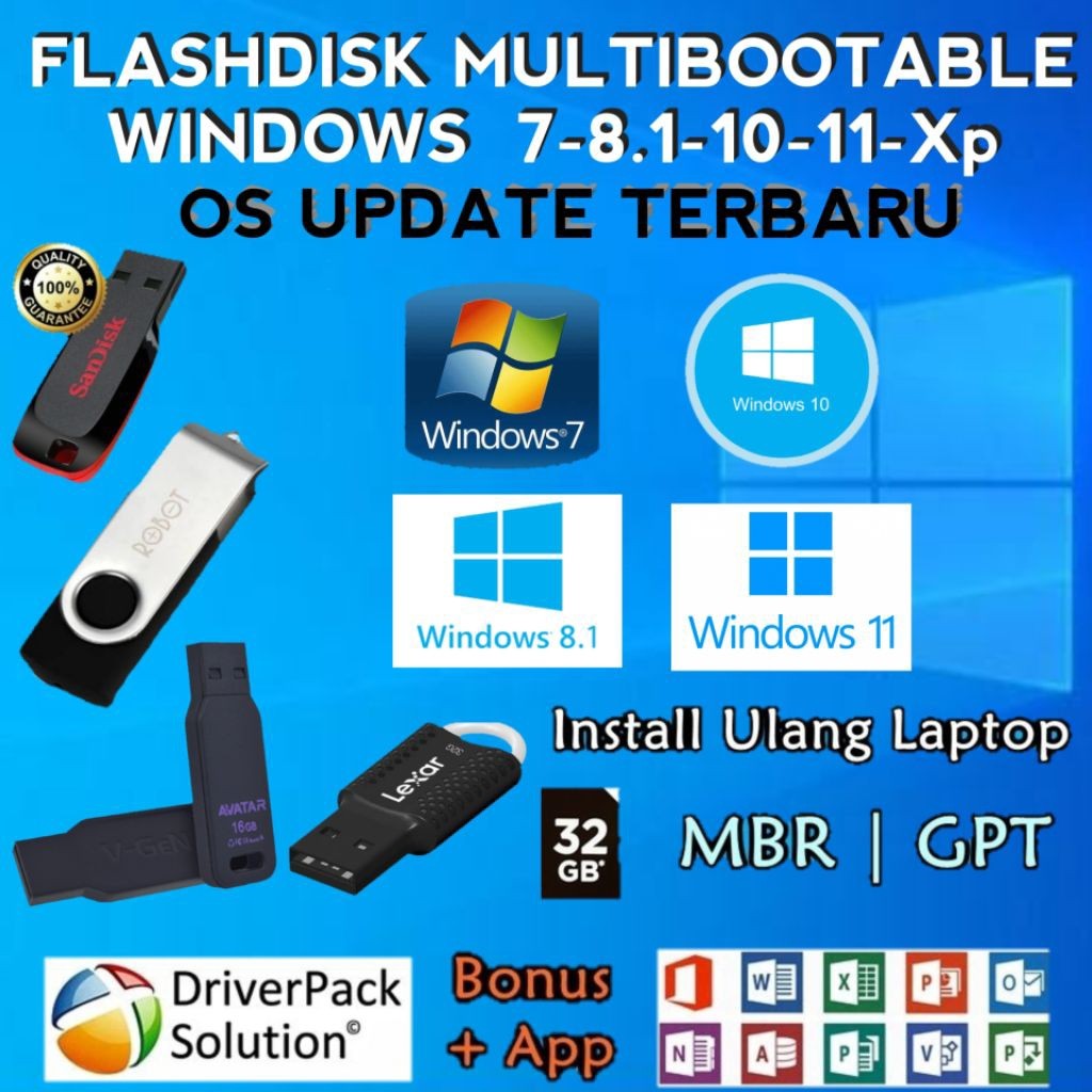Jual FLASHDISK BOOTABLE | MULTIBOOTABLE WINDOWS XP/7/8.1/10/11 ORIGINAL ...