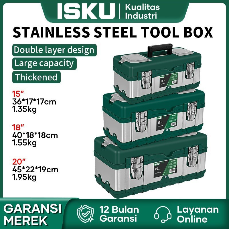 Jual ISKU Tool box besar 20 Inch Kotak Perkakas Bahan Stainless Steel 2 ...