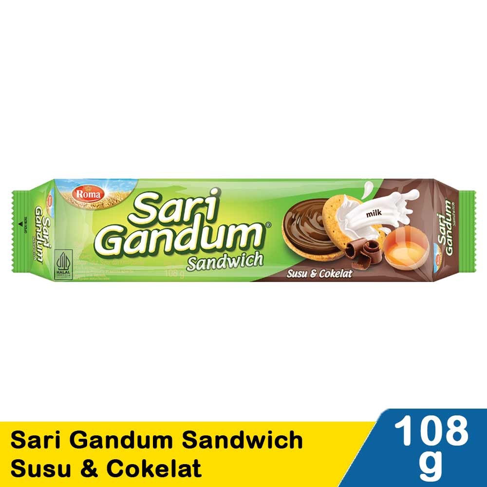 Jual ROMA BISCUIT SARI GANDUM SANDWICH SUSU&COKELAT 108g | Shopee Indonesia