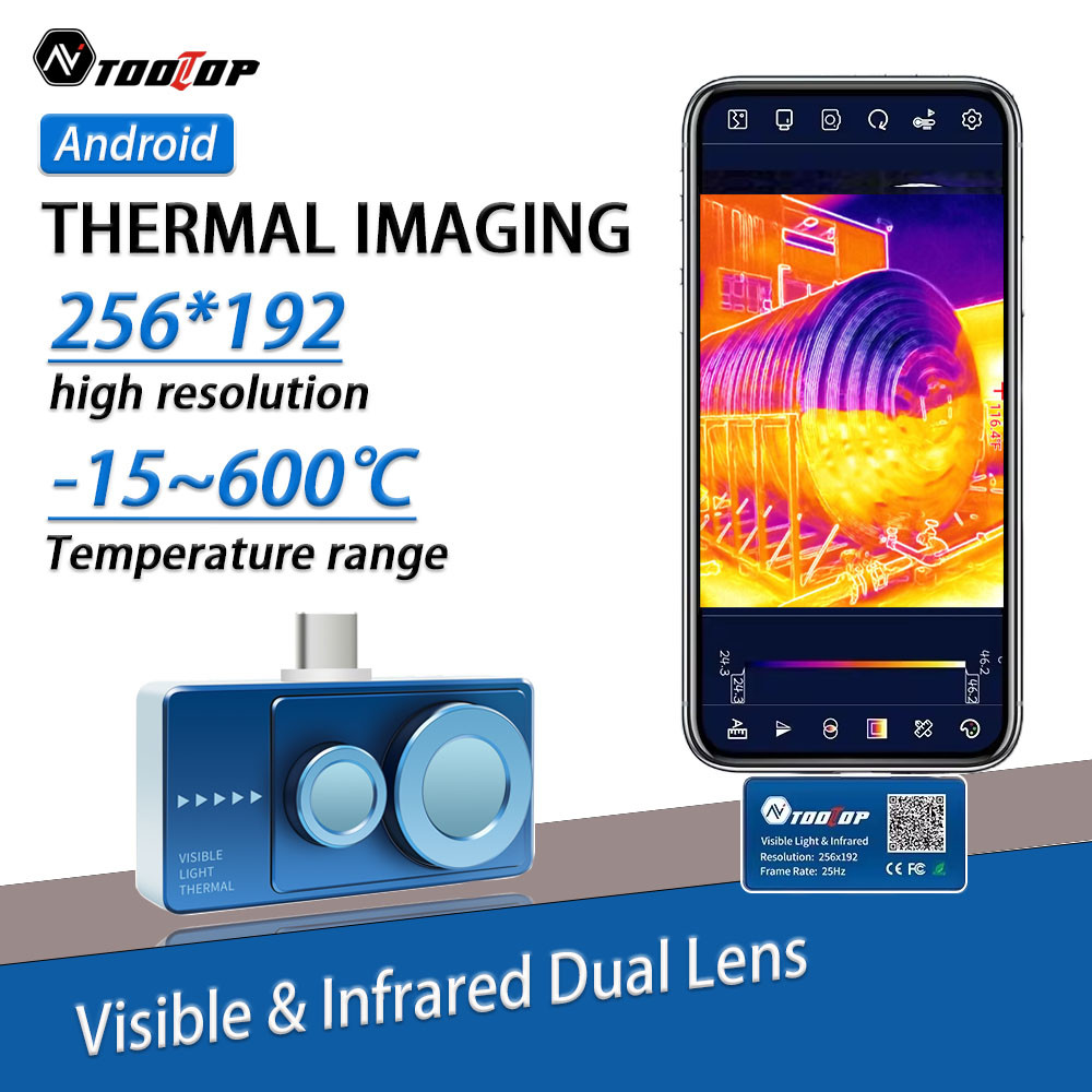 Jual TOOLTOP T7PRO Mini Thermal Imaging Camera 256*192 infraded & Visible Dual Lens Thermal ...