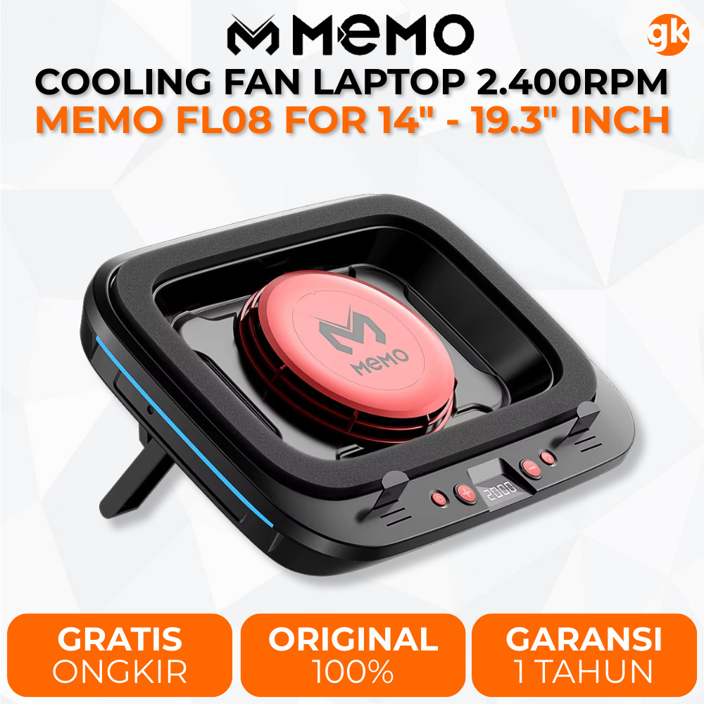 Jual MEMO FL08 Cooling Fan Laptop Pad Cooler 2400RPM Turbo Compressed ...