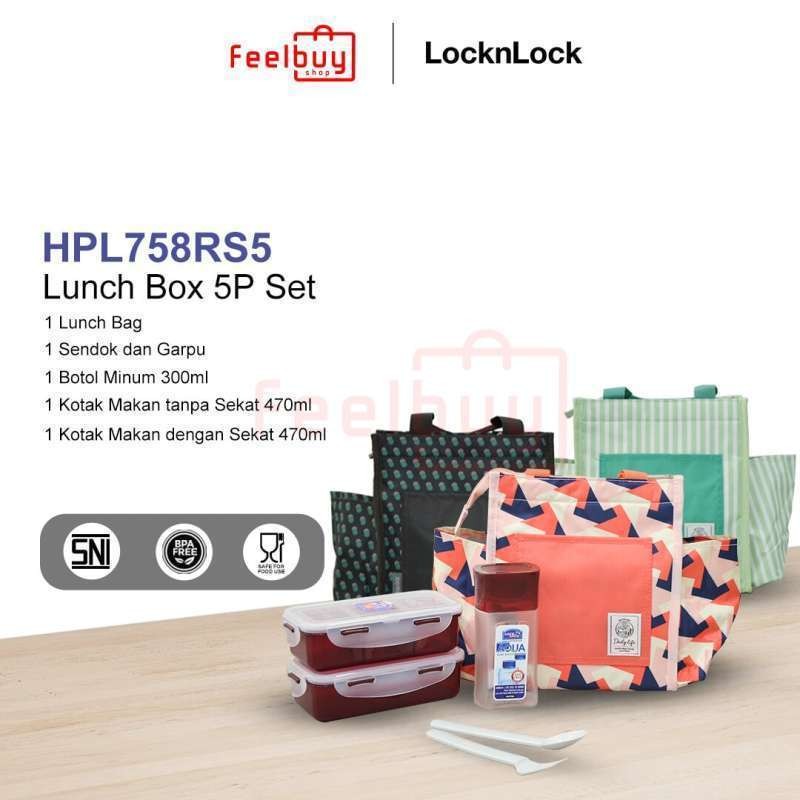 Jual LocknLock - Lunch Box 5p Set W/ Mit Bag Kotak Makan 3 Sekat ...