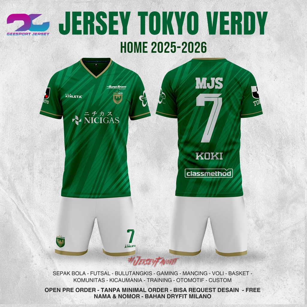 Jual JERSEY BOLA TOKYO VERDY AWAY 2025 2026 LIGA JEPANG FULL PRINTING ...