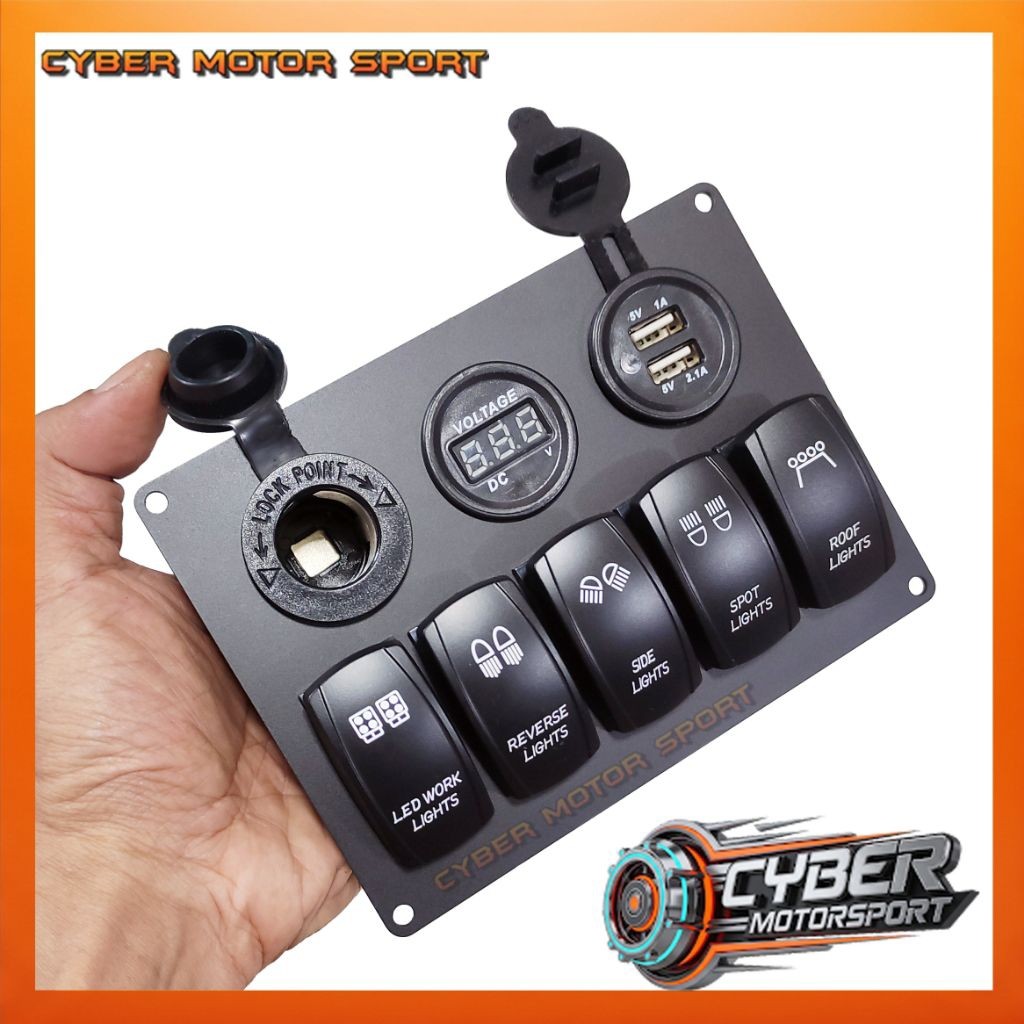 Jual dashboard panel mobil instrument saklar 5 tombol usb charger volt ...