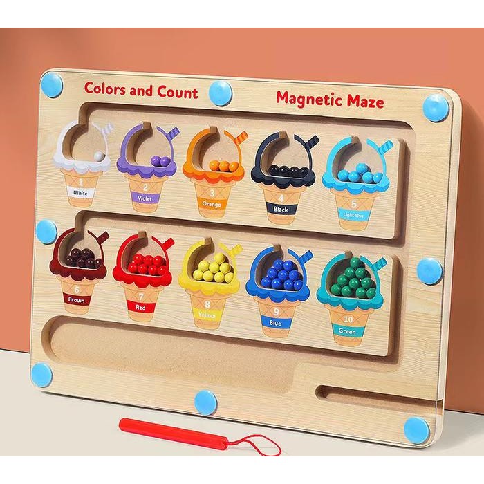Jual Mainan Sortir Warna Magnet Kayu Puzzle Maze Montessori Edukasi ...
