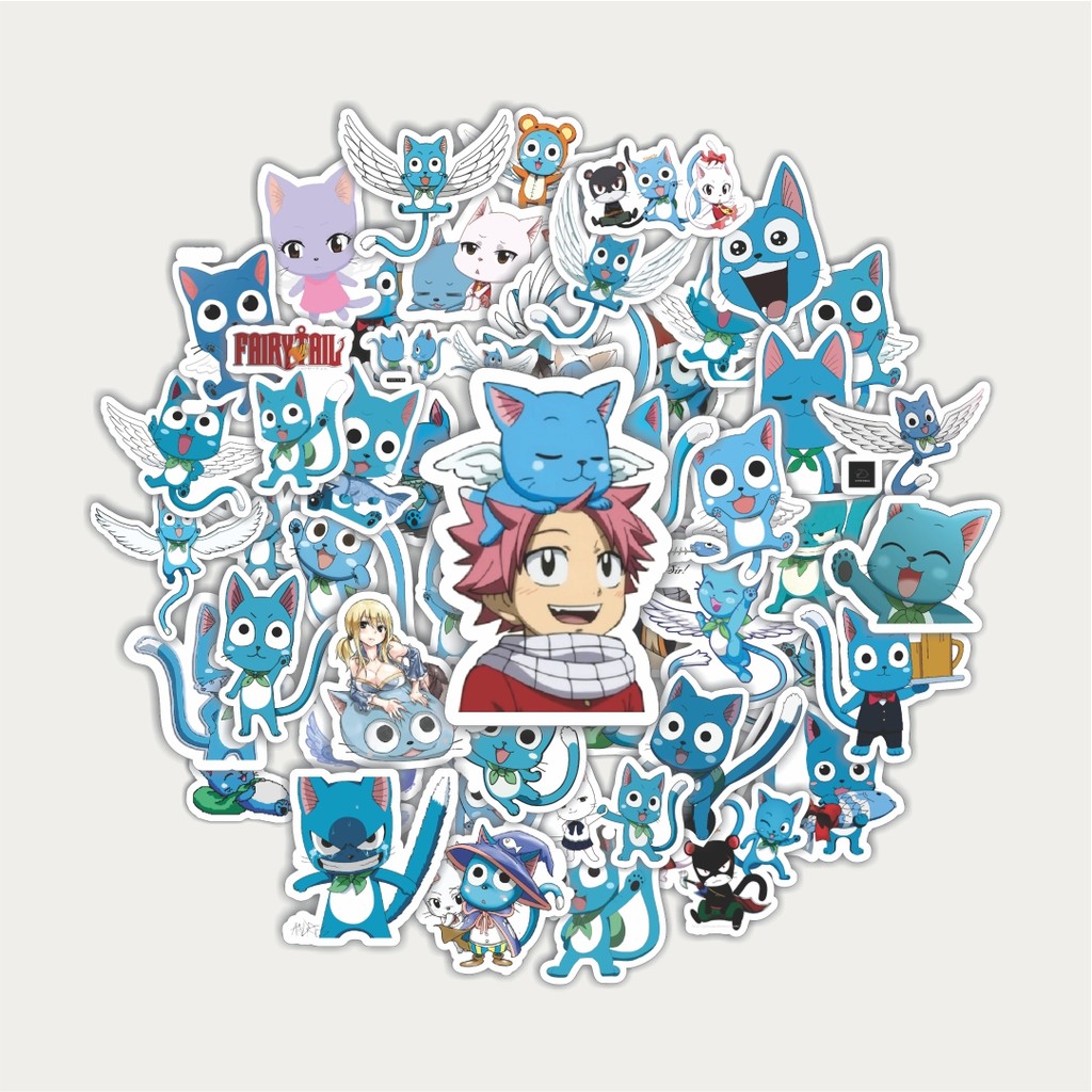 Jual Sticker Pack Stiker Anime Series Fairy Tail Character Happy Cat 01 ...