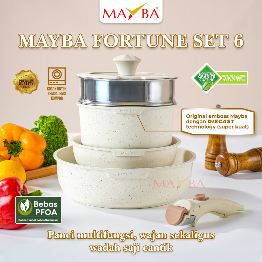 Jual MAYBA Granit Putih FORTUNE 6 PANCI SET Anti lengket Bonus Steamer ...