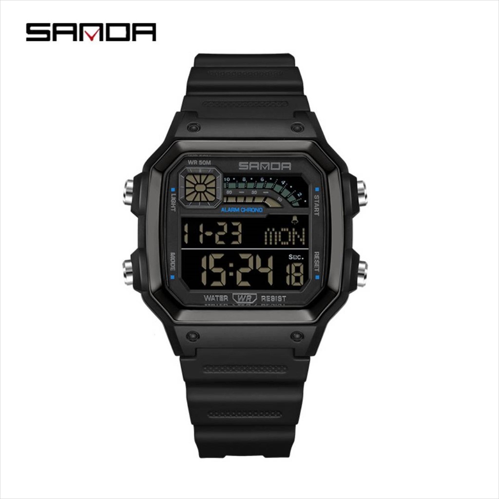 Jual Jam Tangan Pria Digital SANDA 6196 Tali Rubber Anti Air 5 atm ...