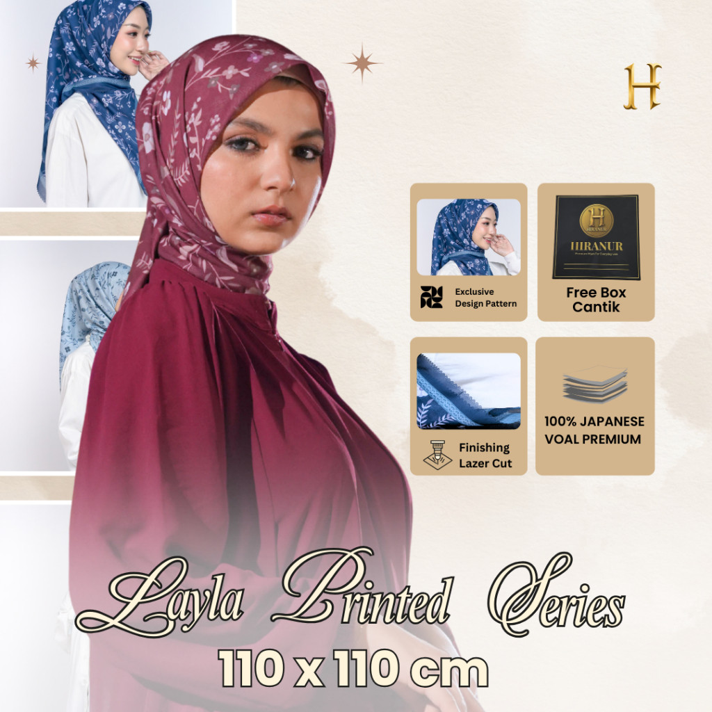 Jual Hiranur Hijab - Layla Series Paris Plain Japan Premium (Segi Empat ...