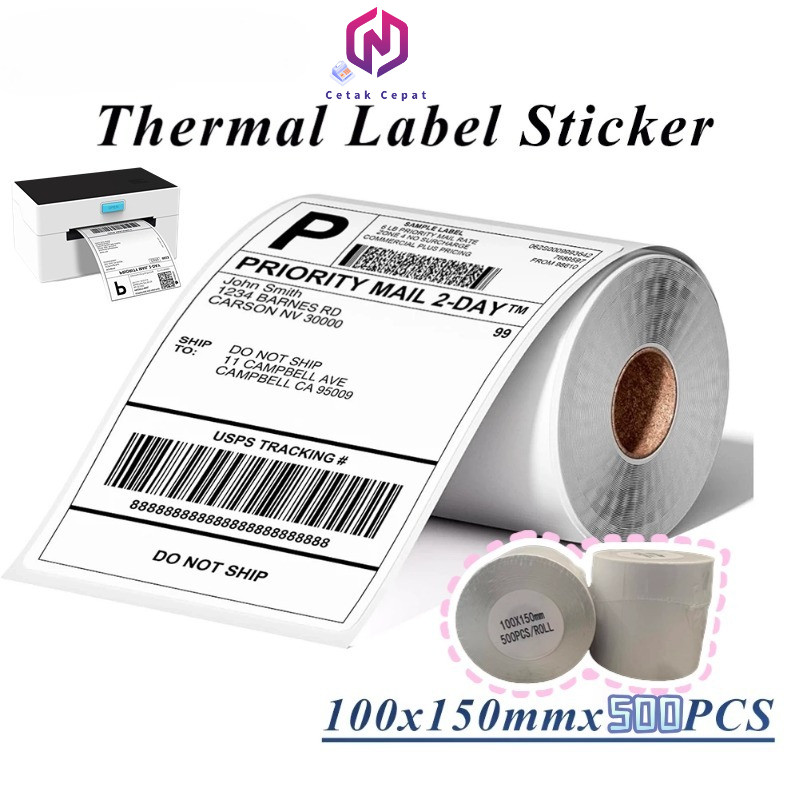 Jual Thermal Paper 100 x 150mm A6 - 500 pcs - Sticker Label Kertas Resi Shipping Label Untuk ...