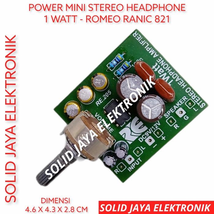 Jual POWER MINI STEREO HEADSET 1W AMPLI 12V 1 WATT ROMEO TDA2822 RANIC ...