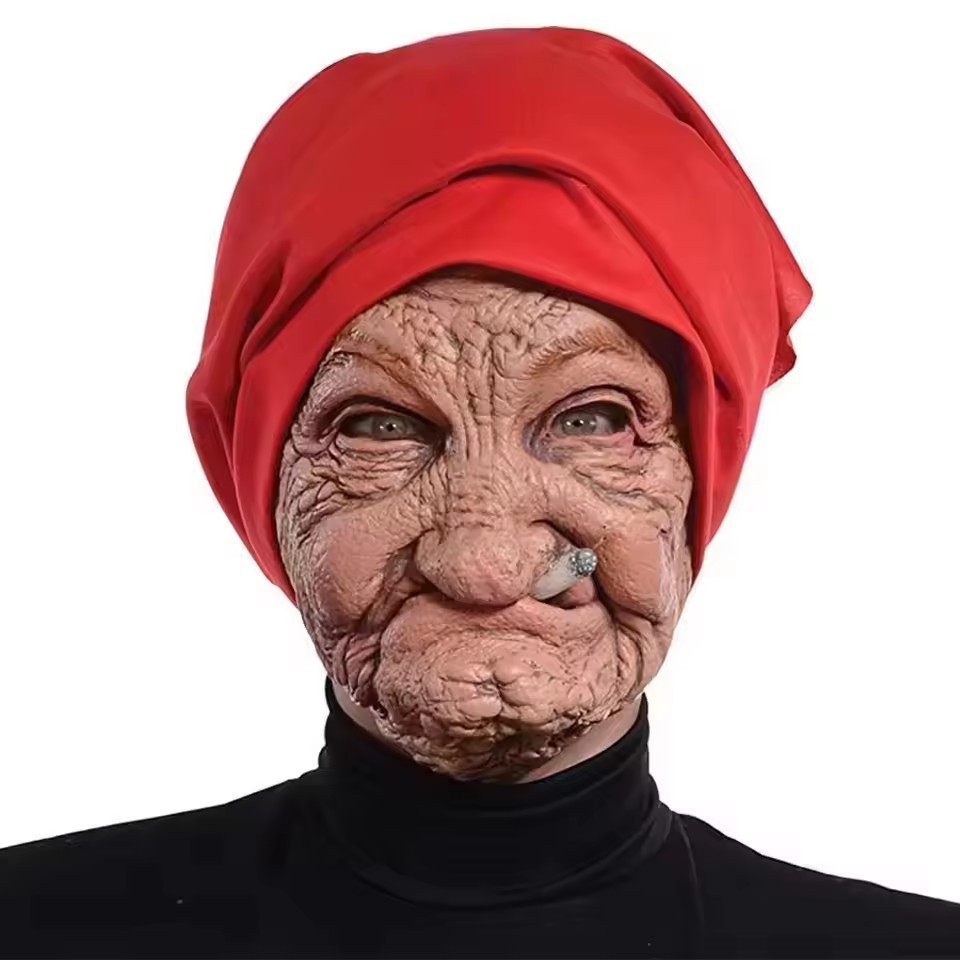 Jual Old Man Mask Halloween Realistic Full Head Latex Mask Human Male ...