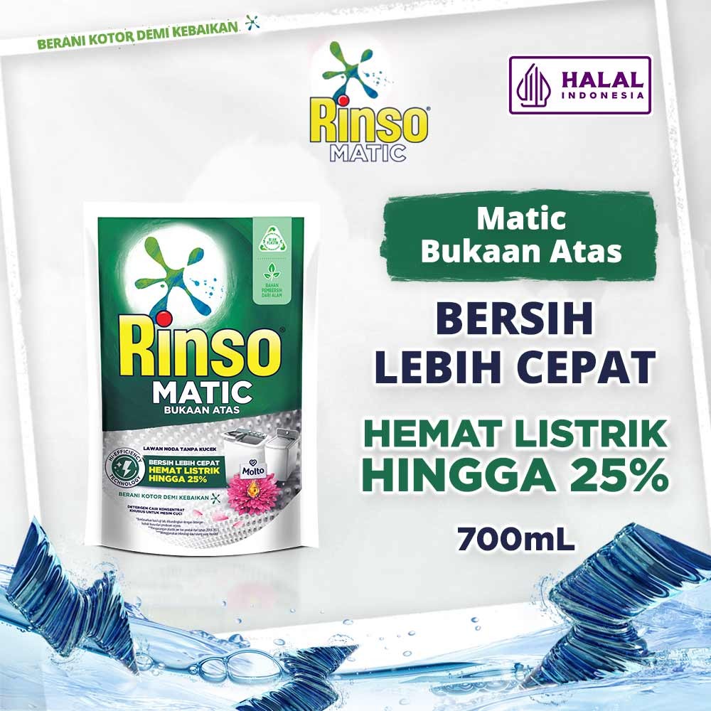 Jual RINSO DETERGEN LIQUID MATIC TOP LOAD 700mL | Shopee Indonesia