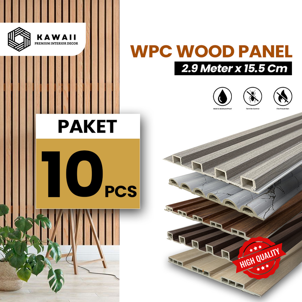 Jual Wall Panel WPC Wood (PAKET 10PCS) Premium 2.9 meter x 15.5cm ...