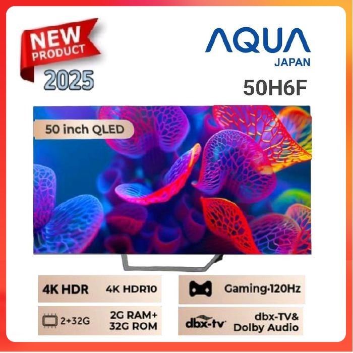 Jual AQUA ELEKTRONIK SMART TV 50H6F 4K QLED GOOGLE TV BEZEL LESS 50 ...