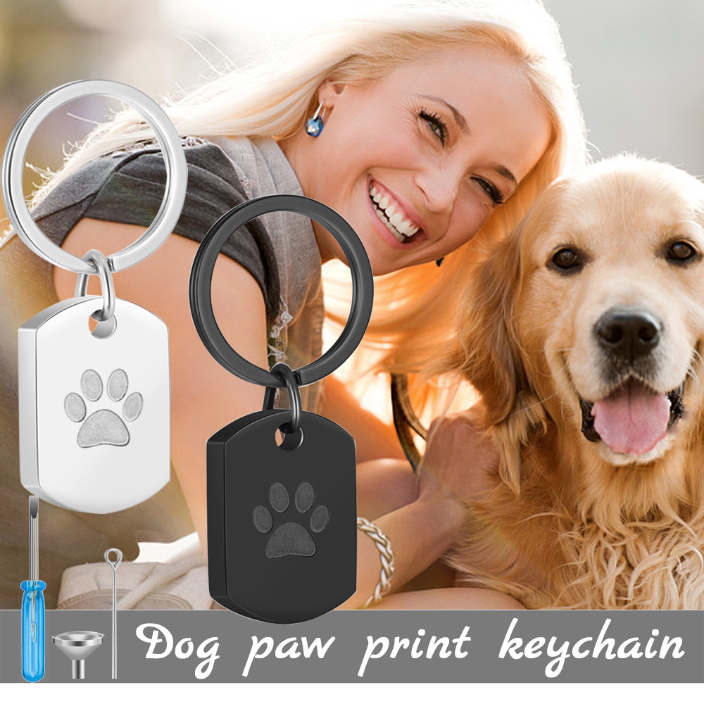Jual Cremation Jewelry Urn KeyChain for Ashes for Pet Paw Print ...