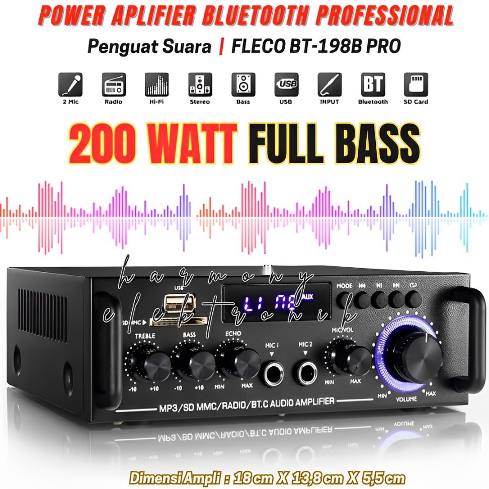Jual BEST ELLER Power Amplifier Fleco Bt-198b Original Amplifier ...