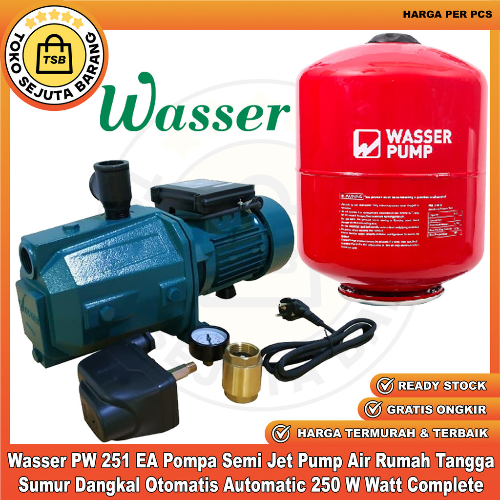Jual Wasser 251 EA Pompa Air Semi Jet JetPump Sumur Dangkal Automatic ...