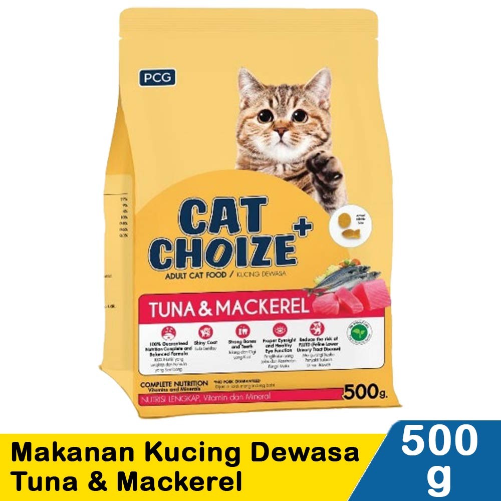 Jual CAT CHOIZE PLUS ADULT CAT FOOD TUNA & MACKEREL 500g | Shopee Indonesia