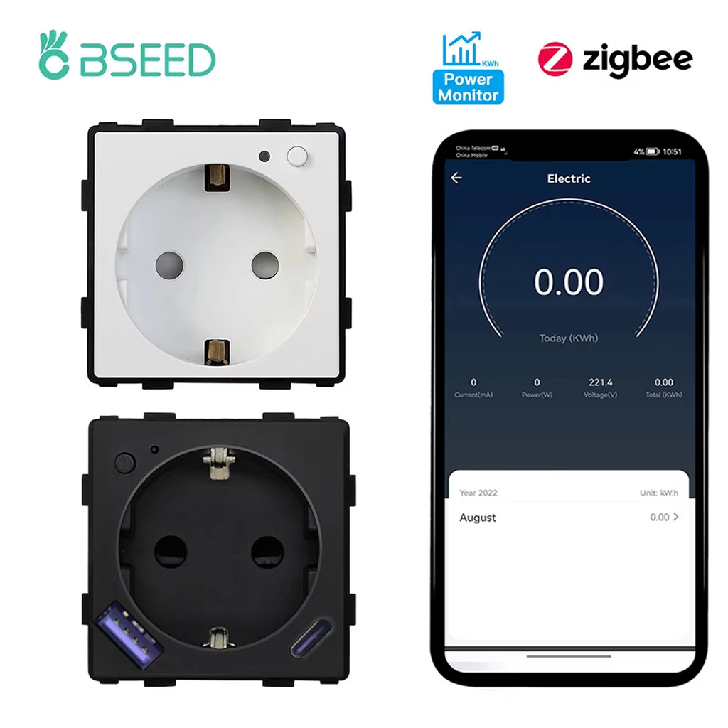 Jual BSEED ZigBee Wall Socket Function Part Power Smart Power Monitor Meter Sockets Key Google ...