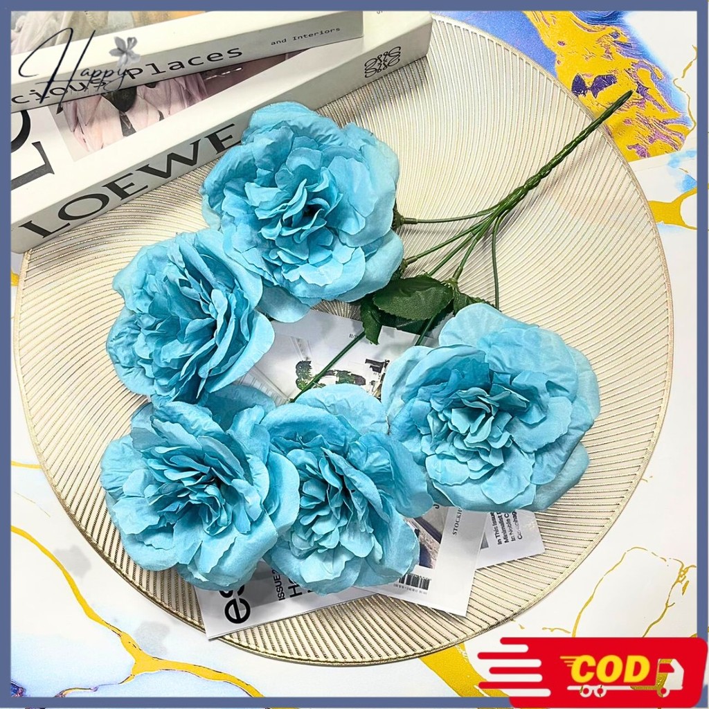Jual Bunga Peony Eropa Premium Cabang 5 Bunga Dekorasi Mawar Mutan ...