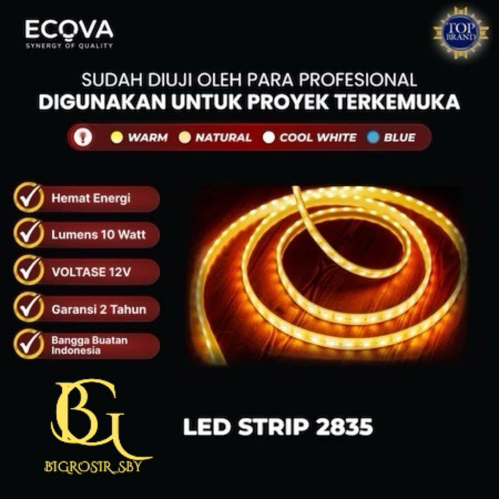 Jual dpi3tpvqec | ECOVA 2835 LAMPU LED STRIP DC 12V / HARGA PER 5 METER ...