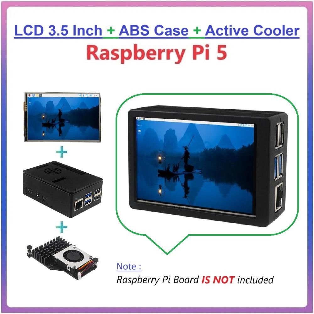 Jual Raspberry Pi 5 LCD 3.5 Inch Touch Display with ABS Case & Active ...