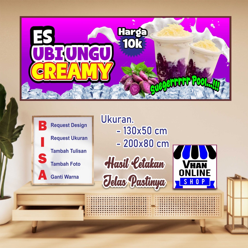 Jual Spanduk Banner Backdrop Minuman Es Ubi Ungu Bagus | Shopee Indonesia