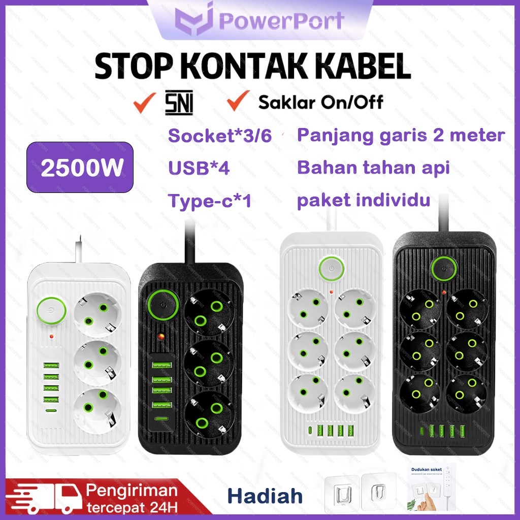 Jual VOLTHOUSE PowerPort 2500W Power Strip Power Socket Usb Charger kontak usb power strip 2 ...